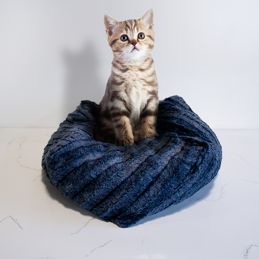 Denim Delight Luxe Pouf Cat Bed – Meowingtons